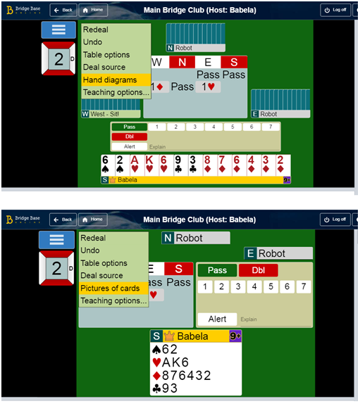 How do I change the card display ? – BBO - Help Center